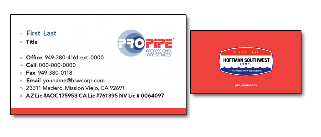 Pro-Pipe Business Cards - Ad America